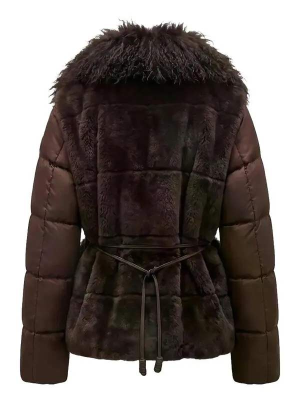 Moncler Shearling-trim Padded Jacket - Brown
