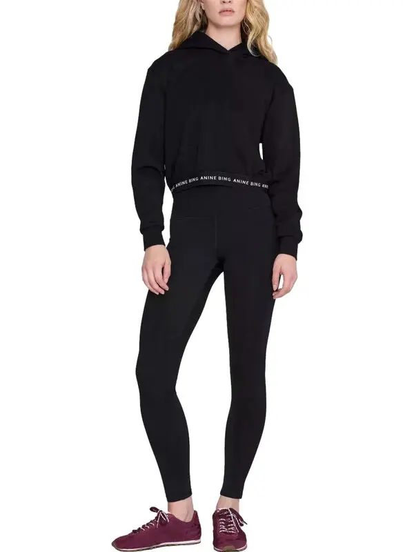 ANINE BING Dany Cropped Hoodie - Black