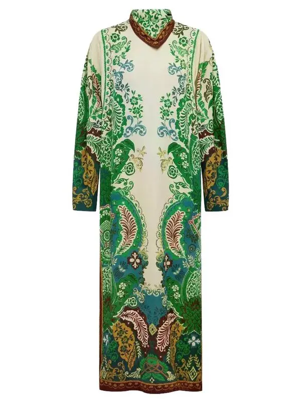 ALEMAIS Florence Botanical-print Jacquard Midi Dress - Neutrals