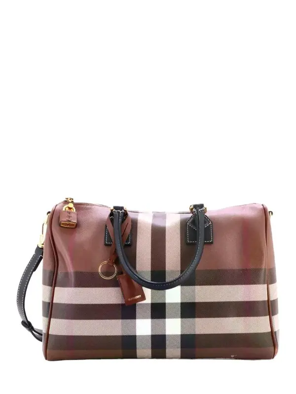 Burberry Bowling Bag Check E-canvas Medium Shoulder Bag - Brown