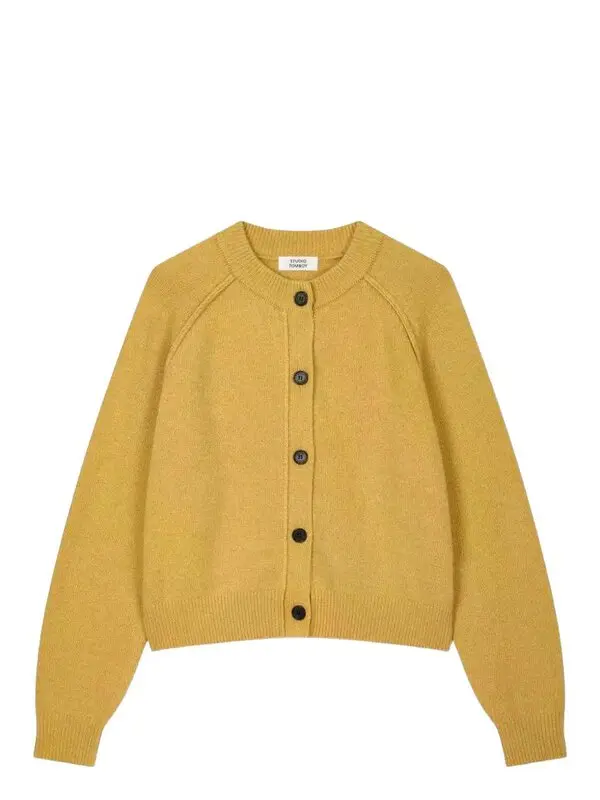 STUDIO TOMBOY Raglan-sleeve Button-up Cardigan - Yellow