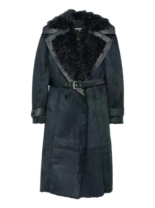 Patrizia Pepe Faux-shearling Belted Coat - Blue