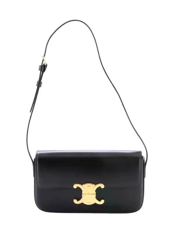 Celine Triomphe East-west Smooth Calfskin Shoulder Bag - Black