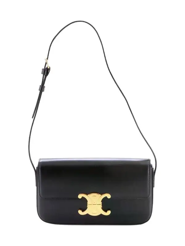 Celine Triomphe East-west Smooth Calfskin Shoulder Bag - Black
