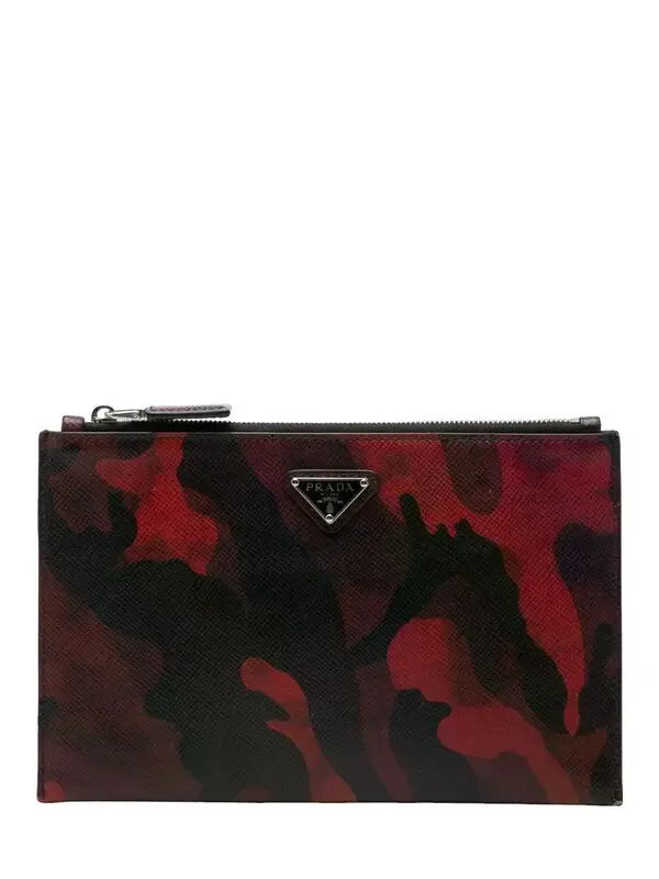 Prada 2013-2026 Tessuto Camouflage Clutch Bag - Red