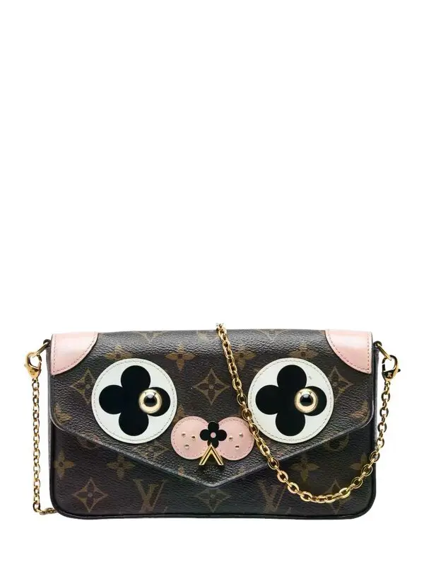 LOUIS VUITTON 2018 Monogram Pochette Felicie Valentine Dog Crossbody Bag - Brown