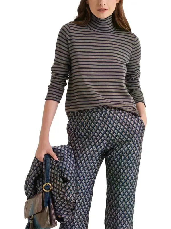 Malìparmi Striped Roll-neck Sweater - Neutrals