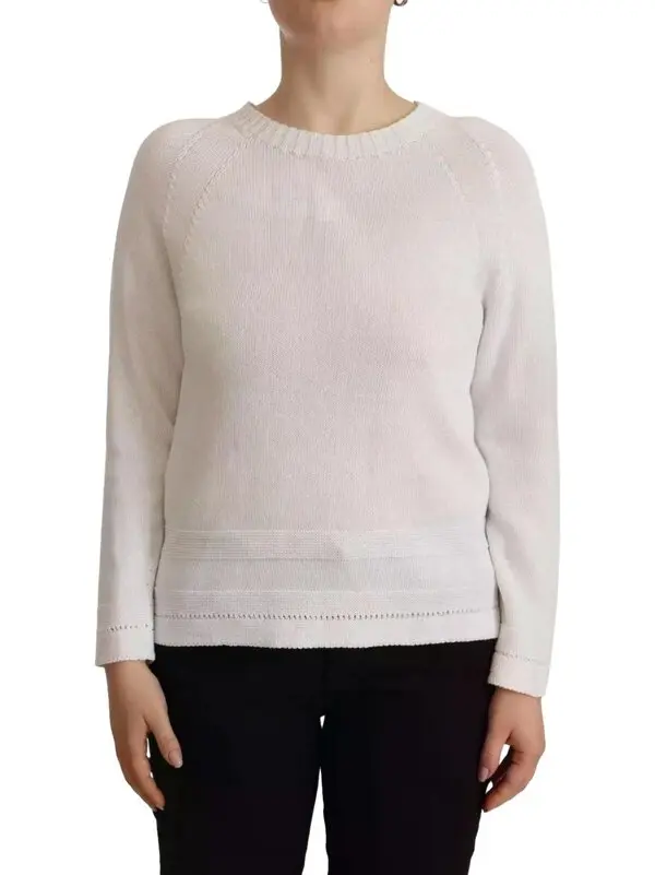 Alpha Studio Crew-neck Cotton Sweater - White