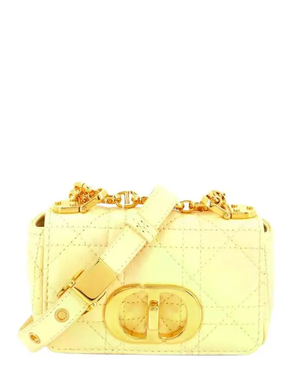 Dior Caro Bag Cannage Quilt Calfskin Micro Shoulder Bag - Yellow