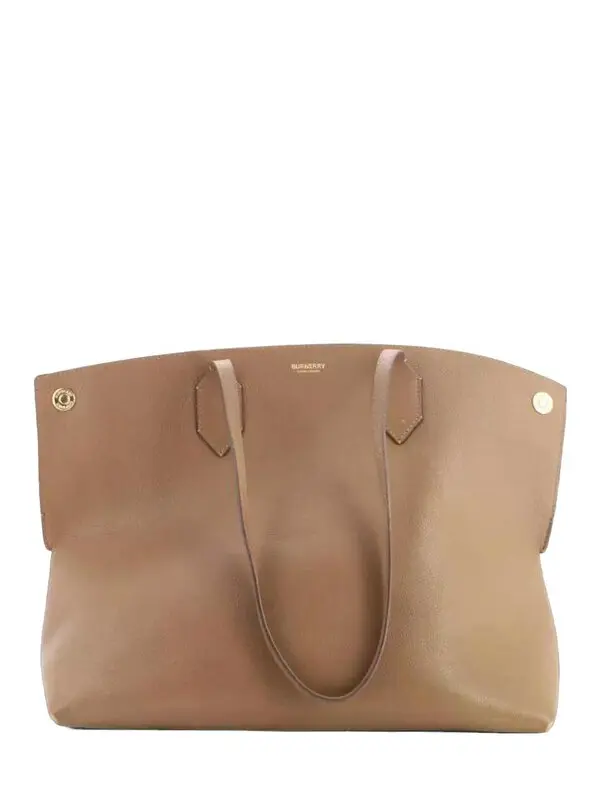 Burberry Society Leather Large Tote Bag - Brown