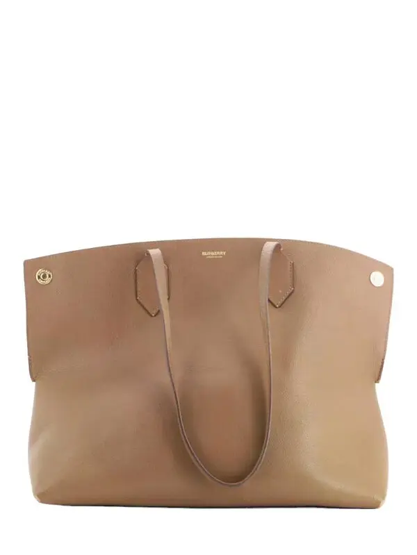 Burberry Society Leather Large Tote Bag - Brown
