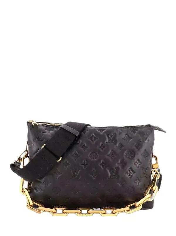 LOUIS VUITTON Coussin Bag Monogram Embossed Lambskin Mm Crossbody Bag - Black