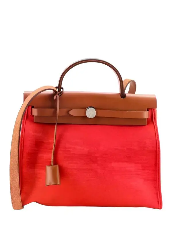Hermès Herbag Zip Leather And Toile 31 Shoulder Bag - Brown