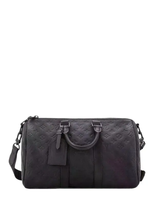 LOUIS VUITTON Keepall Bandouliere Bag Monogram Taurillon Leather 35 Travel Bag - Black