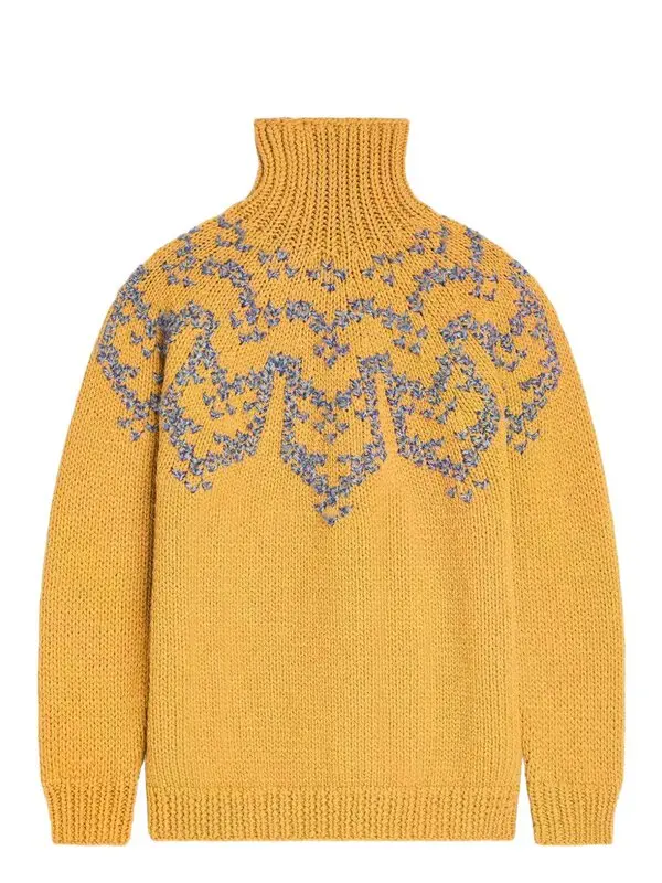 Dries Van Noten Intarsia Wool Sweater - Yellow