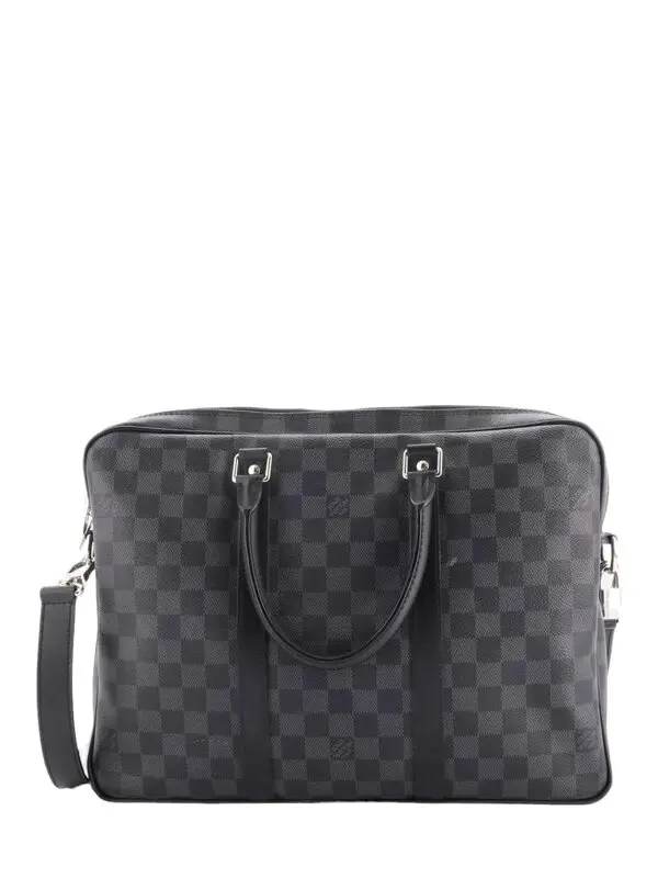 LOUIS VUITTON Porte-documents Voyage Briefcase Damier Graphite Pm Business Bag - Black