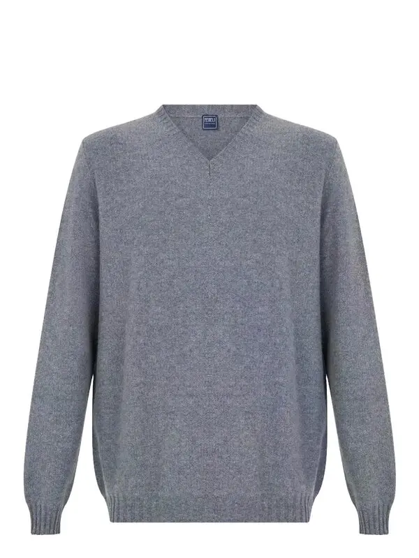 Fedeli V-neck Cashmere Sweater - Blue
