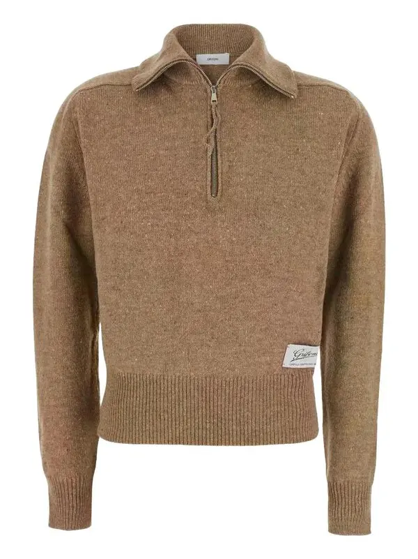 GRIFONI Half-zip Knitted Sweater - Brown