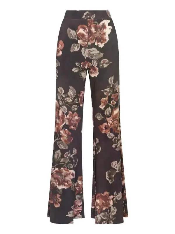 Malìparmi Frosted Blossom Floral-print Palazzo Pants - Brown