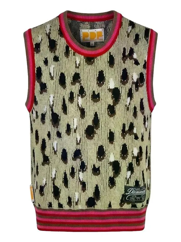 PDF Leopard-print Knitted Vest - Green