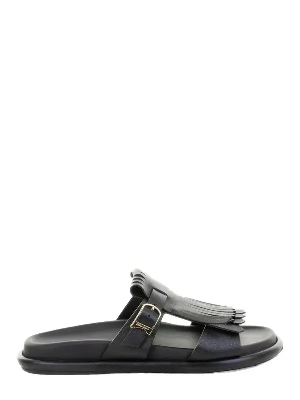 Santoni Fringe-detail Leather Sandals - Black