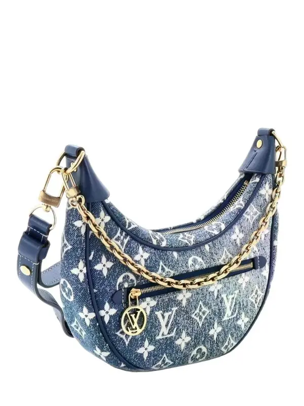 LOUIS VUITTON Loop Handbag Monogram Jacquard Denim Hobo Bag - Blue