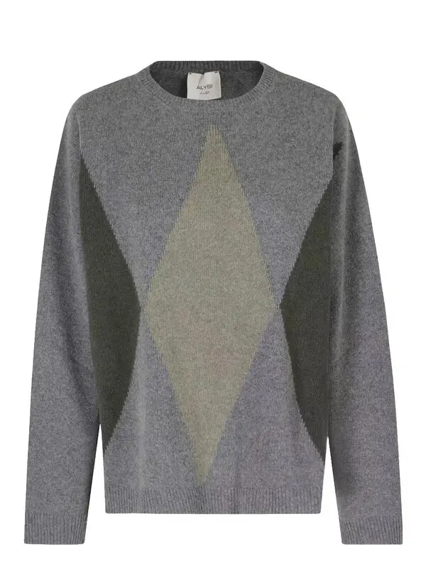 ALYSI Argyle-pattern Wool Sweater - Grey