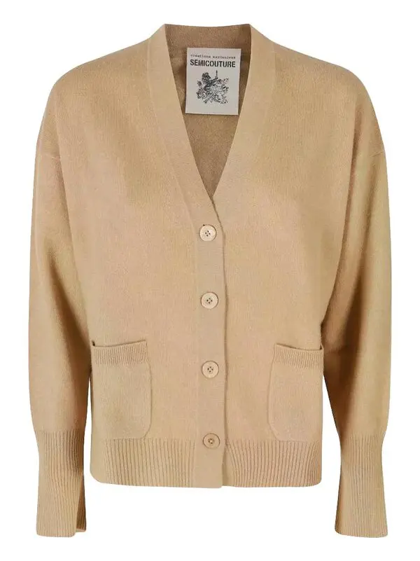 SEMICOUTURE Button-up Patch-pocket Cardigan - Neutrals