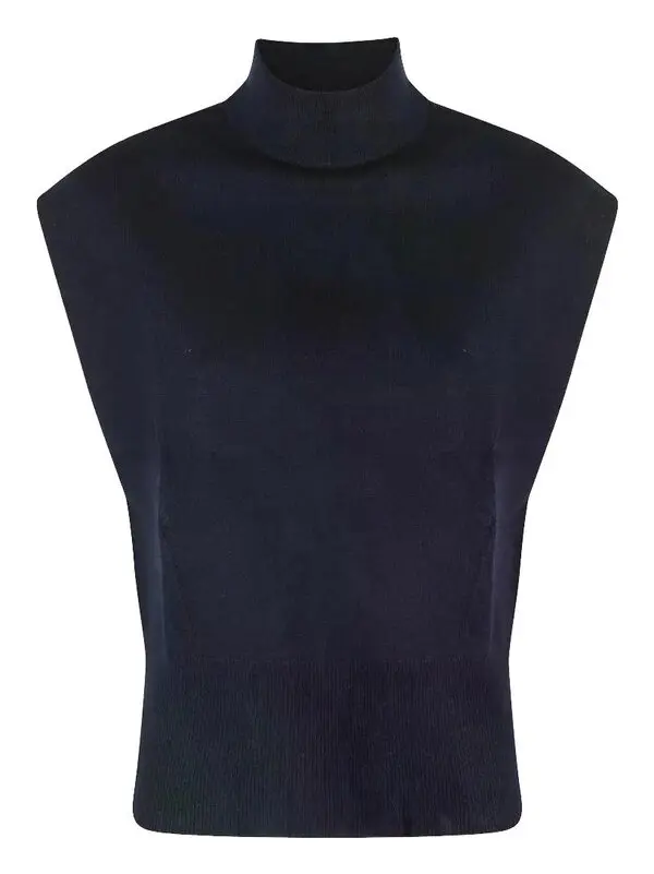SEMICOUTURE High-neck Sleeveless Sweater - Blue