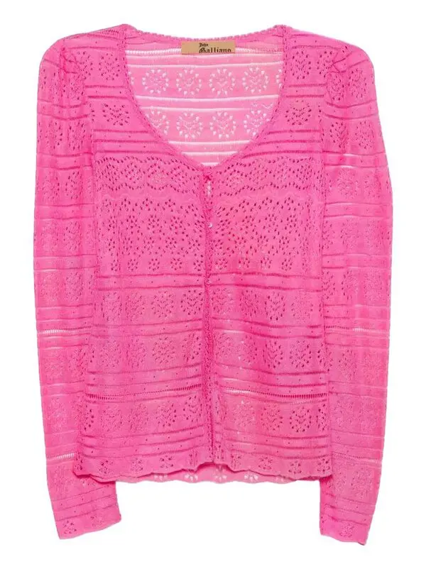 John Galliano 2000s Pointelle-knit Cardigan - Pink