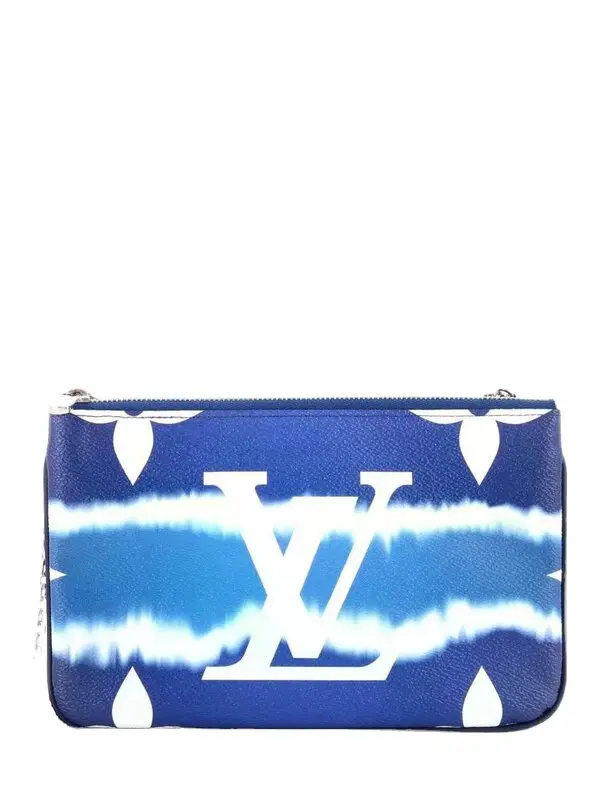 LOUIS VUITTON Double Zip Pochette Limited Edition Escale Monogram Giant Clutch Bag - Blue