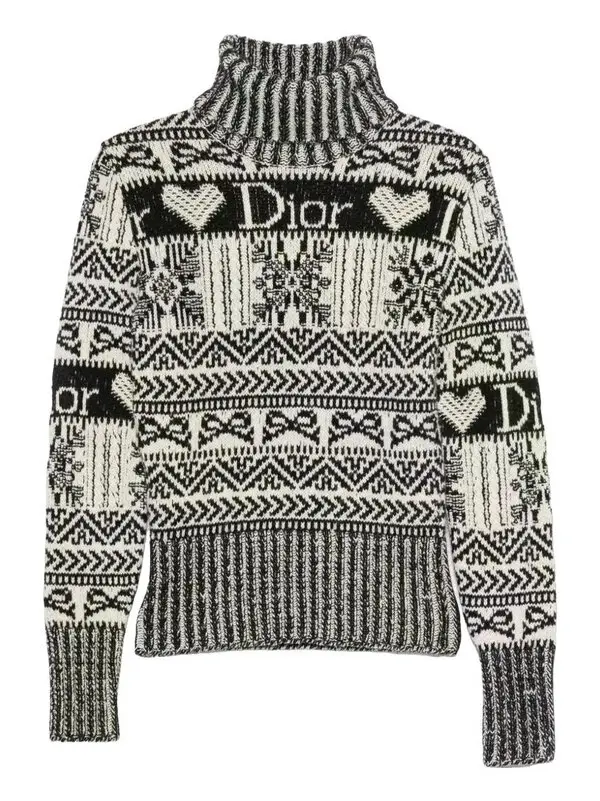 Dior 2010s Fair Isle Roll-neck Sweater - White