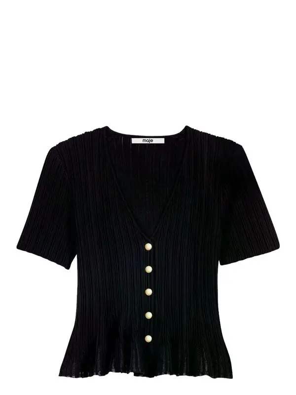 Maje Peplum Cardigan - Black