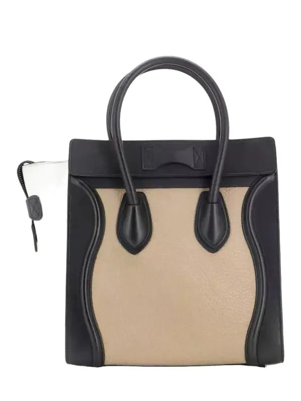Celine Tricolor Luggage Bag Leather Micro Tote Bag - Black
