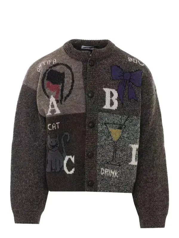 MAGLIANO Abcd Intarsia-knit Cardigan - Grey