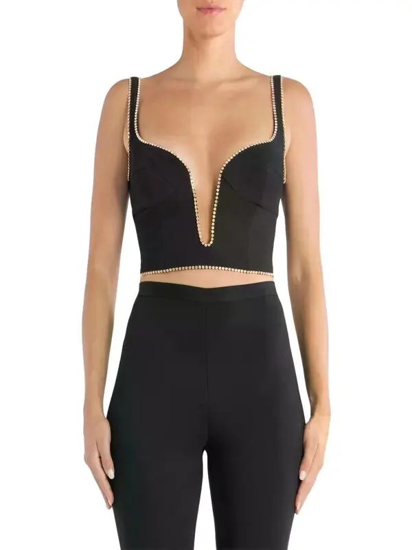 Etro Rhinestone-embellished Sweetheart-neck Top - Black