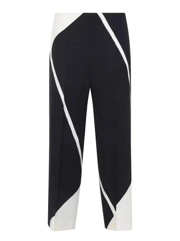 Alberta Ferretti Colour-block Twill Trousers - Black