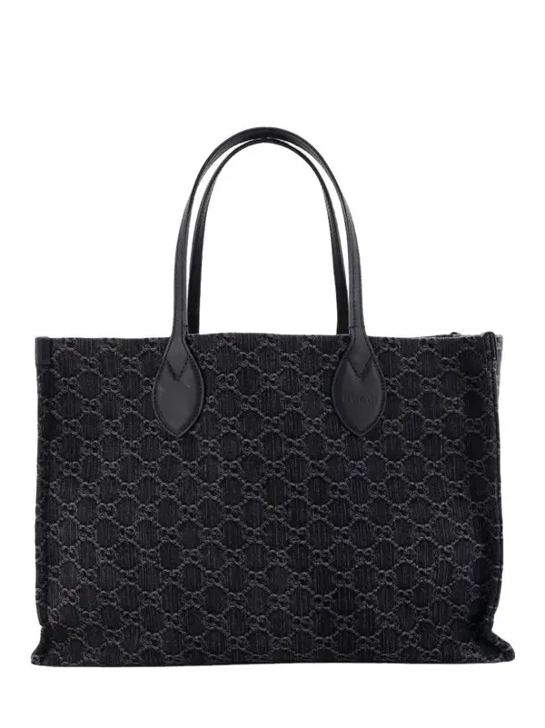 Gucci Ophidia Shopper Gg Denim Large Tote Bag - Black