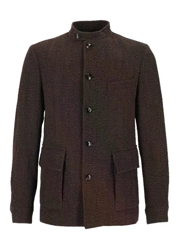 Giorgio Armani Bouclé-knit Button-up Blazer - Brown