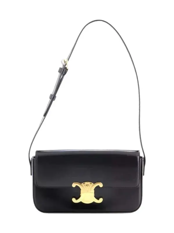 Celine Triomphe East-west Smooth Calfskin Shoulder Bag - Black