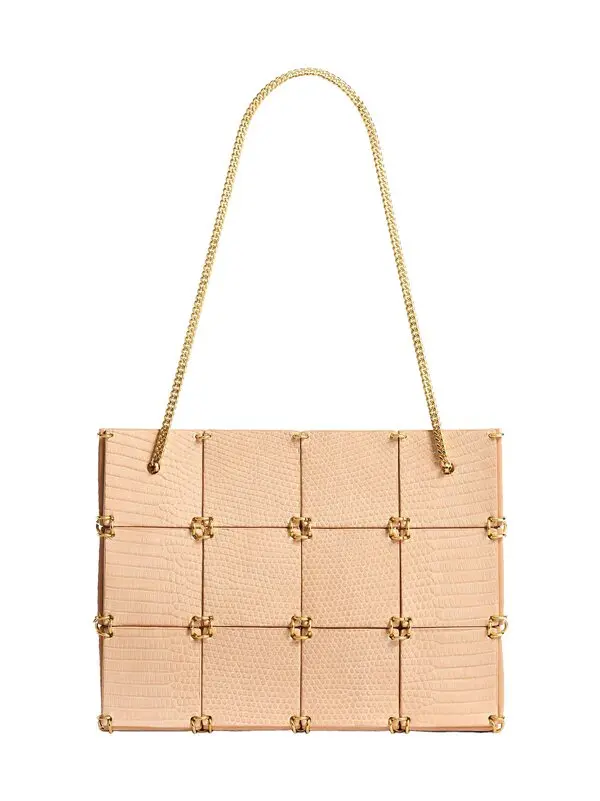 Khaite Mini Emma Bag In Lizard - Desert Sand