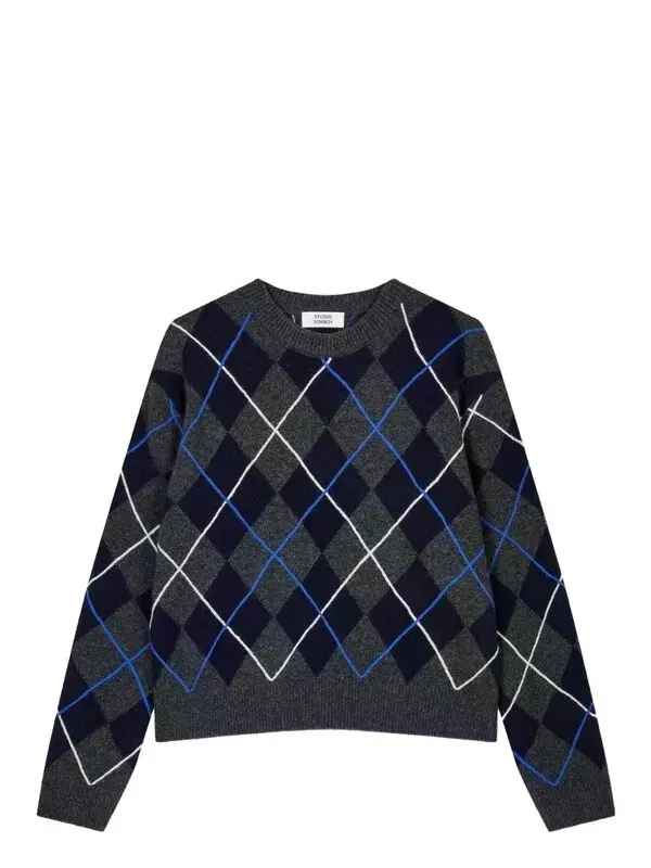 STUDIO TOMBOY Argyle-pattern Sweater - Grey