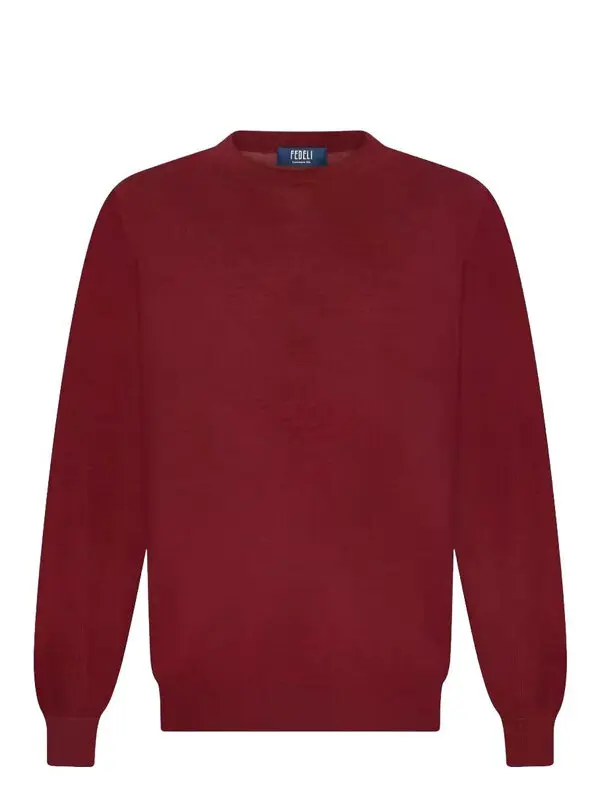 Fedeli Crew-neck Long-sleeve Sweater - Red