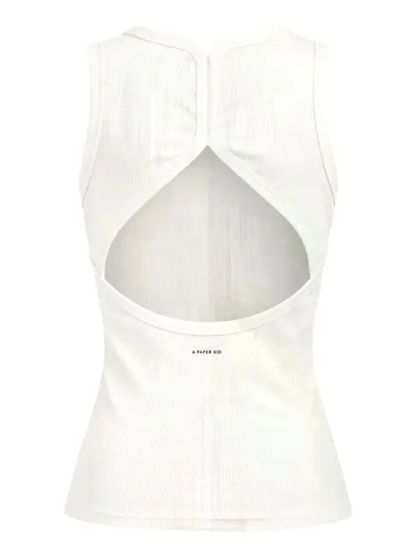 A PAPER KID Crystal-embellished Cut-out Tank Top - White