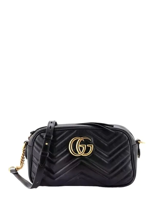 Gucci Gg Marmont Shoulder Bag Matelasse Leather Small Crossbody Bag - Black