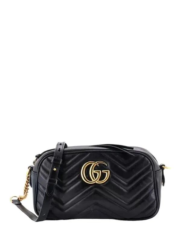Gucci Gg Marmont Shoulder Bag Matelasse Leather Small Crossbody Bag - Black
