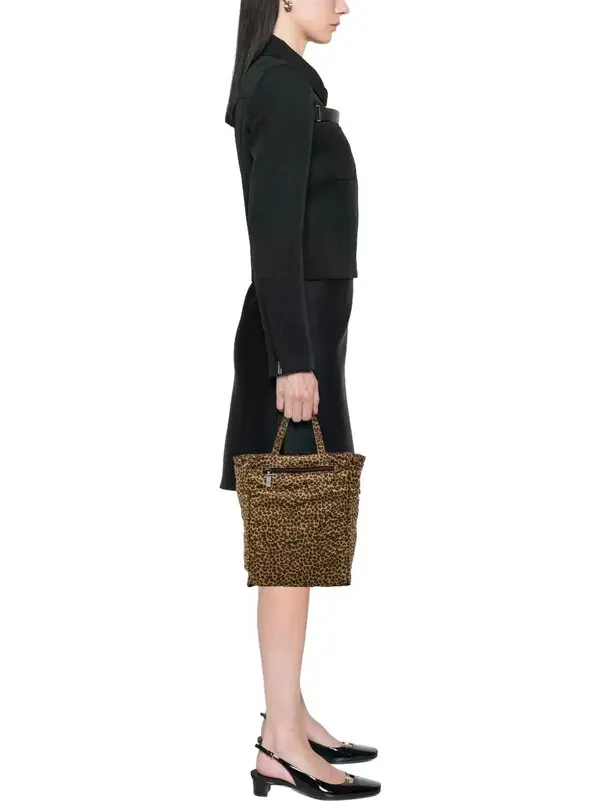 Bottega Veneta 2000-2007 Nylon Reversible Leopard Print Tote Bag - Brown