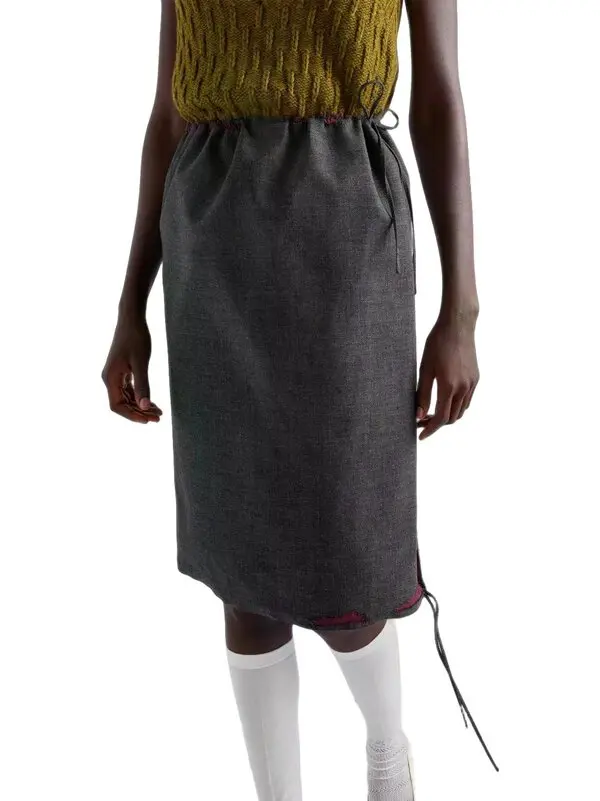 Prada Bonded Hopsack Midi-skirt With Devoré-effect - Grey