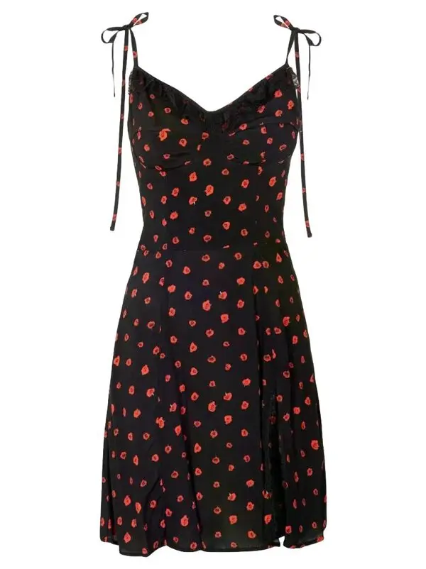 MAR DE MARGARITAS Alya Floral-print Tie-strap Dress - Black