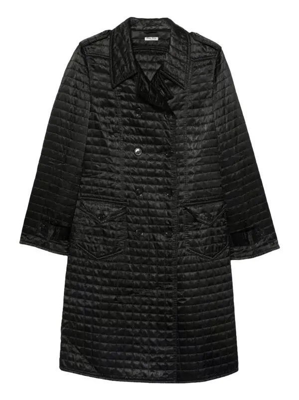 Miu Miu 2000s Quilted Double-breasted Coat - Black